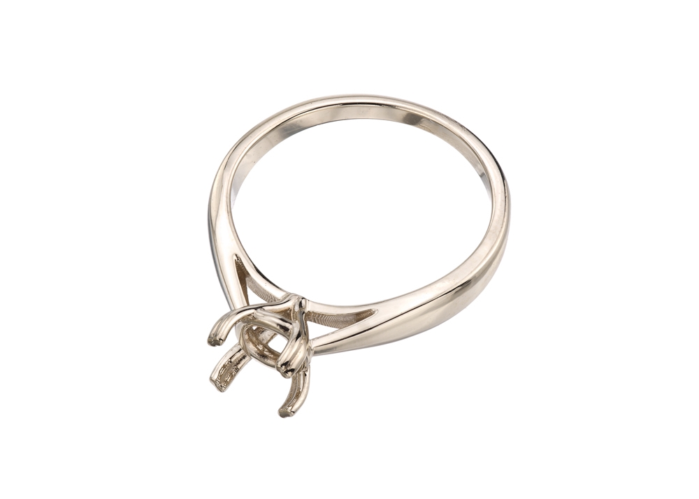 Round Semi-Mount Engagement Ring, Round Cut Solitaire Engagement Ring